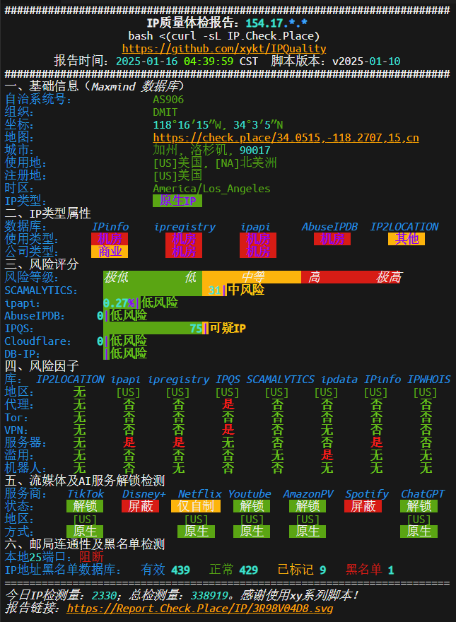 【测评】DMIT 美西VPS（三网CN2回程）- 1C1G20G（500G）36.9美元/年 - 小鸽志